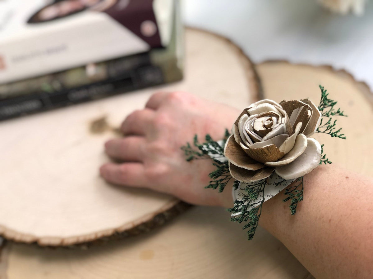 Naturally Novel Wrist Corsage – Pine and Petal Weddings